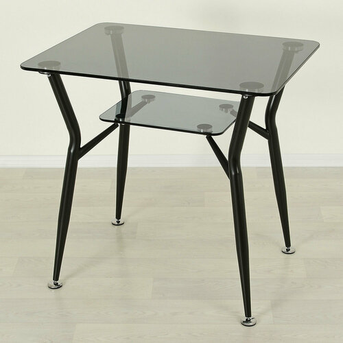 Стеклянный стол для кухни Квадро 10 серый/черный (1000х600 мм)