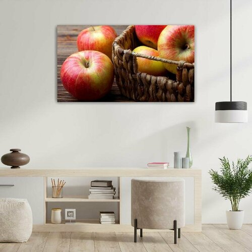 Картина на холсте 60x110 LinxOne "Яблоки фрукты яблоко" интерьерная для дома / на стену / на кухню / с подрамником