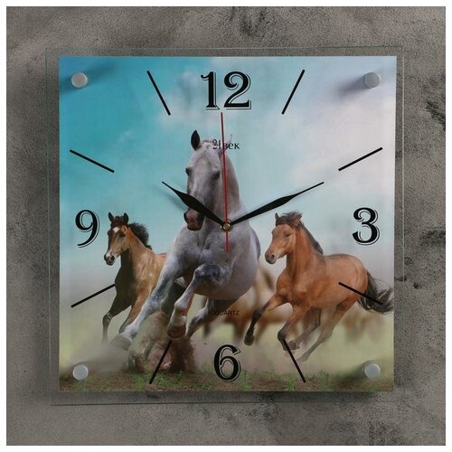 Рубин Часы настенные, серия: Животный мир, "Лошади", 35х35 см, микс