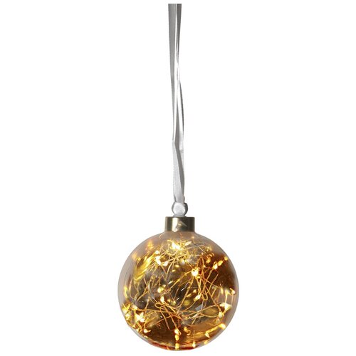 Гирлянда-шар GLOW, диаметр 10 см, 15 LED ламп, на батарейках, таймер, бронзовый