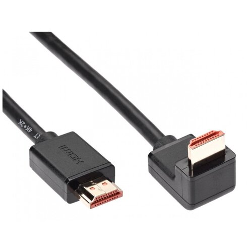 Кабель HDMI-HDMI ver:2.0, 1m, Г-образный коннектор Telecom (TCG225-1M)