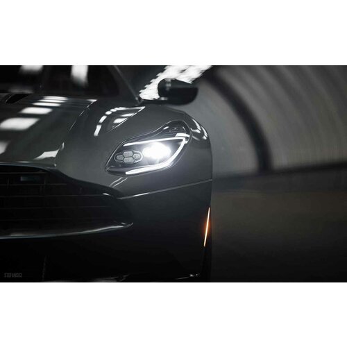 Картина на холсте 60x110 LinxOne "Aston martin, спорткар, серый, фара," интерьерная для дома / на стену / на кухню / с подрамником