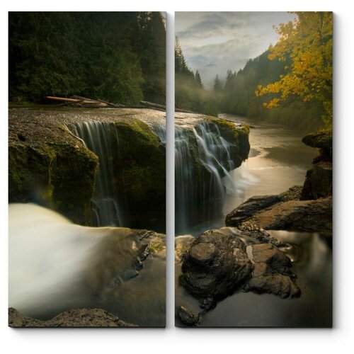 Модульная картина Лесной водопад 60x60