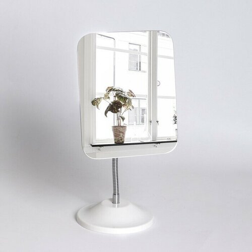 Зеркало настольное, на гибкой ножке, зеркальная поверхность 13,5 x 16,3 см, цвет белый