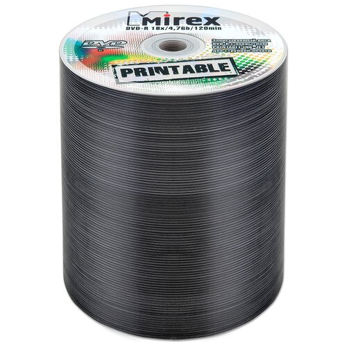 Диск DVD-R Mirex 4,7Gb 16x Printable bulk, упаковка 100 шт.