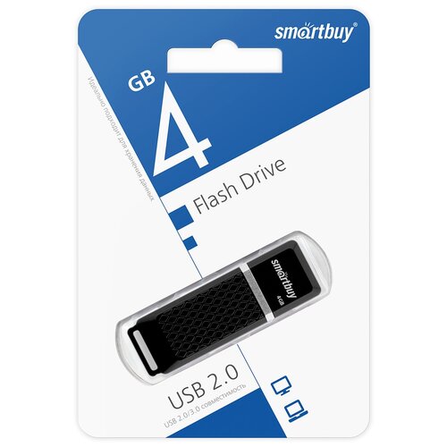 Флешка SmartBuy Quartz 4 ГБ, 1 шт., черный