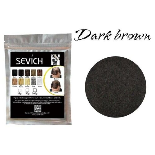 SEVICH Загуститель волос Hair Building Fibers, рефил, dark brown, 25 мл, 25 г