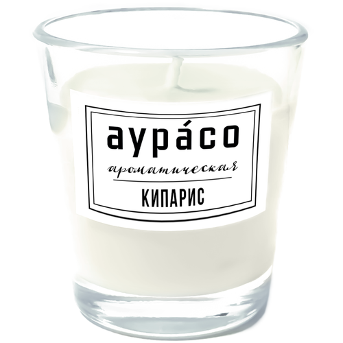 'Кипарис' - ароматическая свеча Аурасо из 100 % соевого воска, 5x4 см, 100 гр, белая, 1 шт.