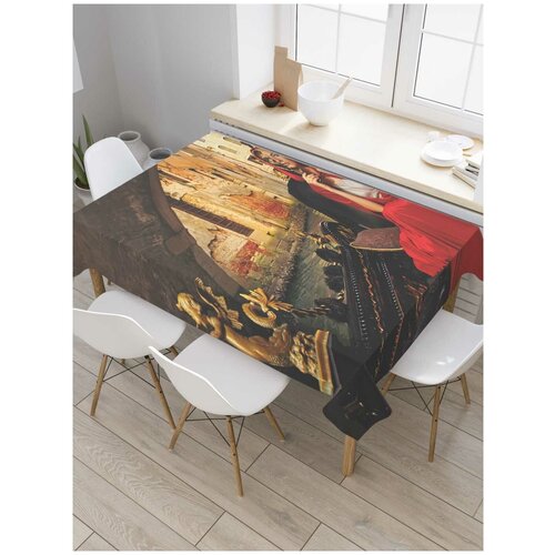 Скатерть прямоугольная JoyArty на кухонный стол "Туристическая Венеция" из оксфорда, 120x145 см