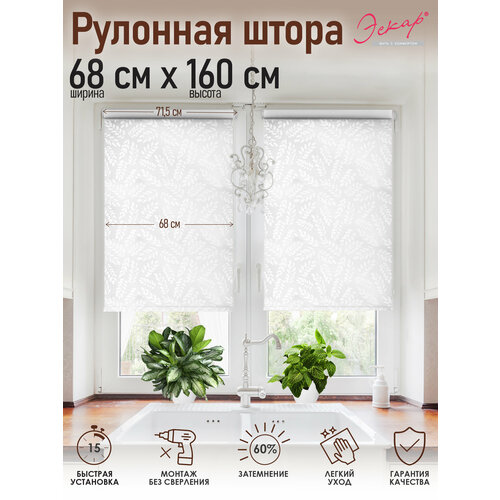 Рулонные шторы Рябина, белый, 68х160 см