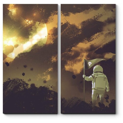 Модульная картина Финиш космонавта, иллюстрация 100x100