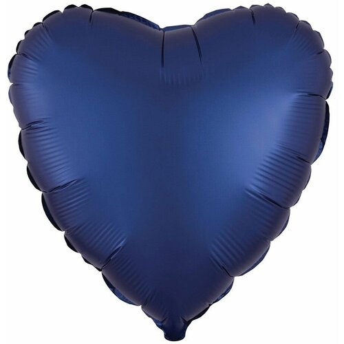 Воздушный шар фольгированный Anagram сердце, Сатин, синий, 46 см
