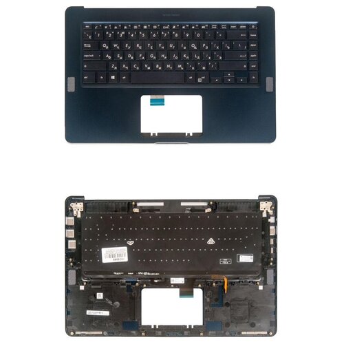 Keyboard / Клавиатура для ноутбука Asus UX550VE-1A с топкейсом, темно-синяя, с подсветкой