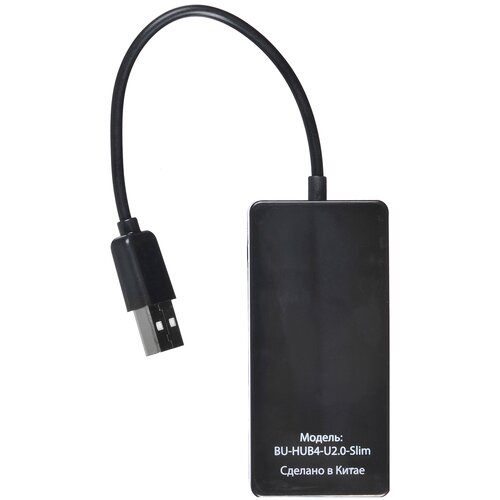 USB Хаб 4xUSB 2.0 Buro BU-HUB4-U2.0-Slim черный