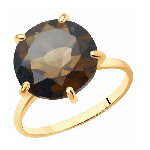 Кольцо Diamant online, золото, 585 проба, раухтопаз, размер 21
