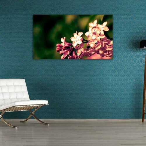 Картина на холсте 60x110 LinxOne "Сирень, ветка, цветы, весна" интерьерная для дома / на стену / на кухню / с подрамником