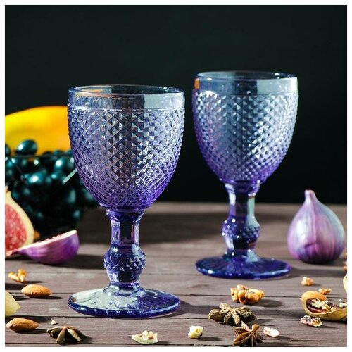 Набор бокалов стеклянных Magistro «Вилеро», 280 мл, 8×16 см, 2 шт, цвет фиолетовый
