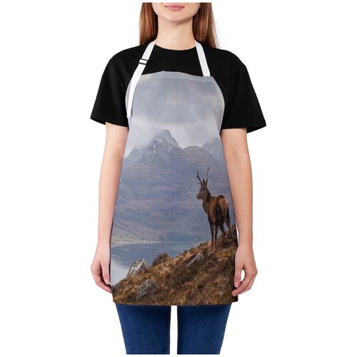 Фартук женский для готовки JoyArty "Олень в горах", универсальный размер