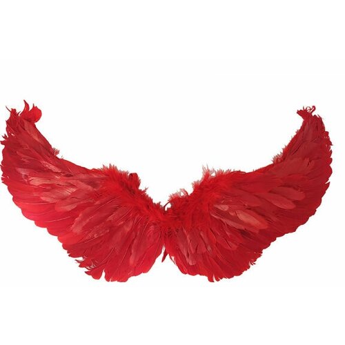 Крылья ангела красные перьевые карнавальные большие 60х35см, на Хэллоуин и Новый год