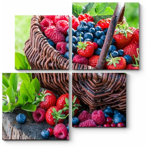 Модульная картина Корзинка с ягодами 60x60