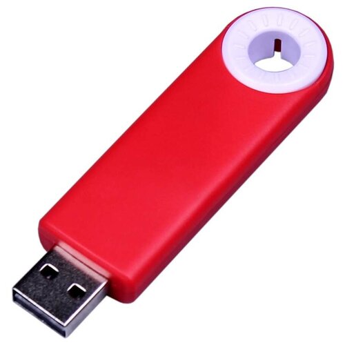 Классическая красная выдвижная пластиковая флешка с круглым отверстием (128 Гб / GB USB 2.0 Белый/White 035R)