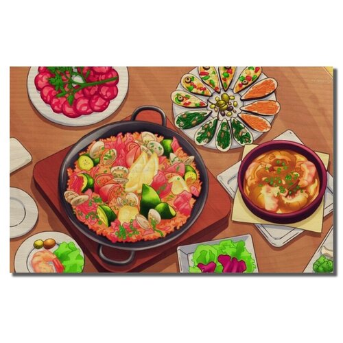 Картина на рельефной доске интерьер кафе ресторан азиатская кухня аниме еда anime food - 5702