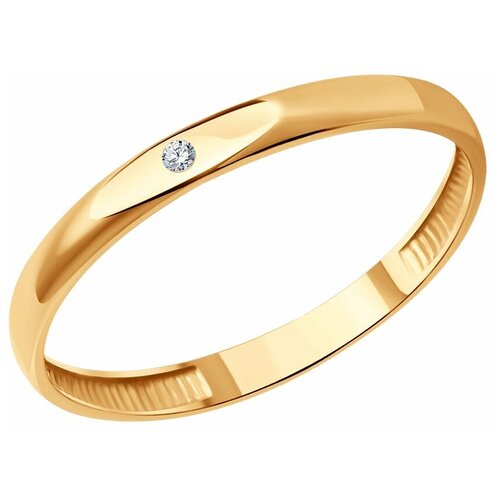 Кольцо обручальное SOKOLOV, красное золото, 585 проба, бриллиант, размер 16