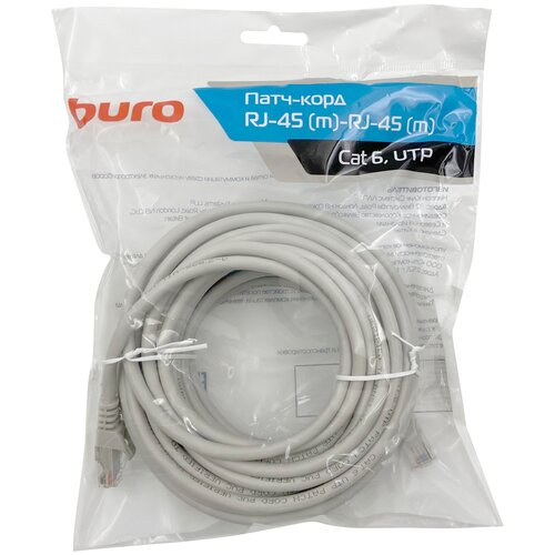 Патч-корд Buro UTP 4 пары cat6 CCA molded 10м серый RJ-45 (m)-RJ-45 (m)