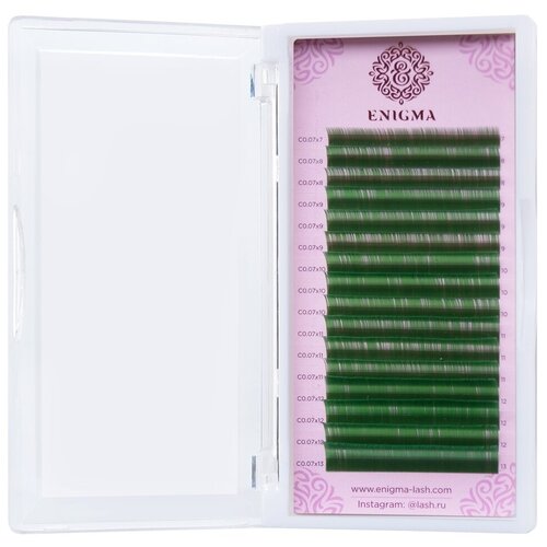 Цветные ресницы Enigma микс "Зеленый" (16 линий) (Изгиб: D, Толщина: 0.10, Микс длин: 8-13мм)