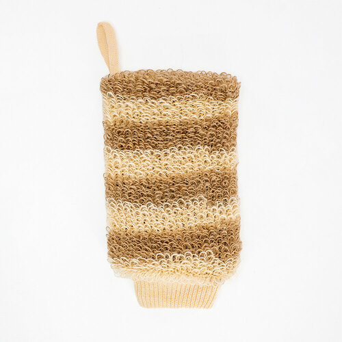 Мочалка - рукавица из джутового волокна, на манжете, 2 цвета
