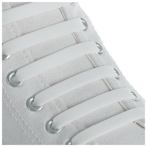 ONLITOP Набор шнурков для обуви, 6 шт, силиконовые, плоские, 13 мм, 9 см, цвет белый