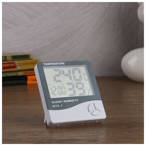 --- Часы-будильник электронные "Бируни", термометр, гигрометр, 10 х 10 см