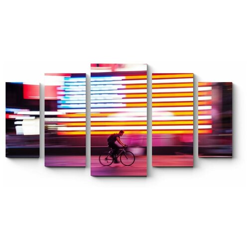 Модульная картина Велосипедист в движении100x55