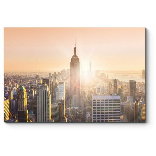 Модульная картина Небоскребы Манхэттена в последних лучах солнца, Нью-Йорк 70x47
