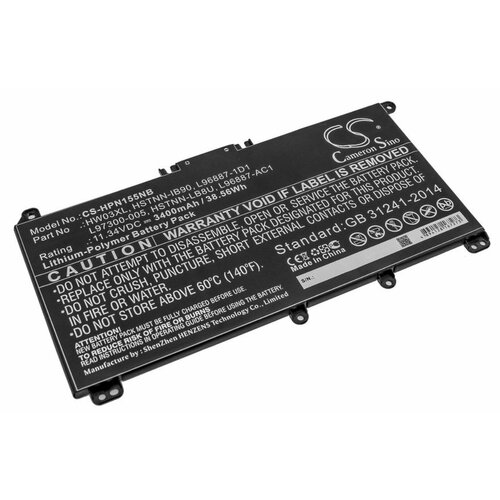 Аккумулятор CameronSino CS-HPN155NB для HP Pavilion 15 EG0073CL, Pavilion 15 15-EG0000 (HW03XL) 3400mAh