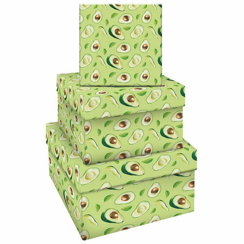 Набор квадратных коробок 3в1, MESHU "Avocado", (19,5*19,5*11-15,5*15,5*9см), 341868