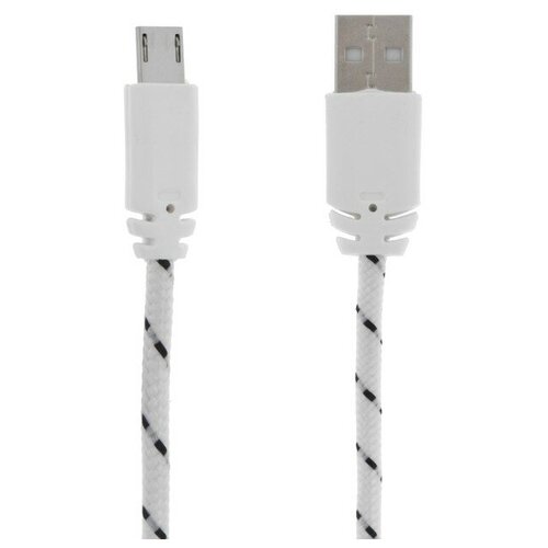 Кабель LuazON, microUSB - USB, 1 А, 0,9 м, оплётка нейлон, белый