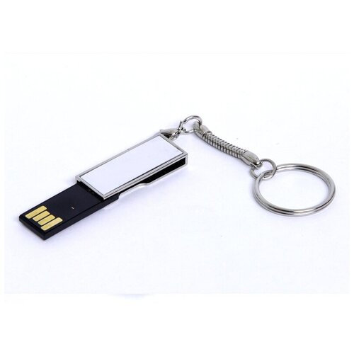 Металлическая зеркальная флешка с поворотным механизмом (64 Гб / GB USB 2.0 Серебро/Silver mini1 mini Flash drive раскладной металлический корпус)
