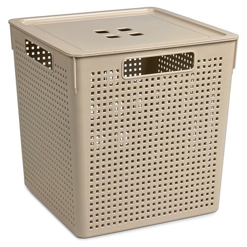 Набор коробок Лофт 23л 2 шт / корзина контейнер для хранения вещей / ящик пластиковый с крышкой, цвет латте