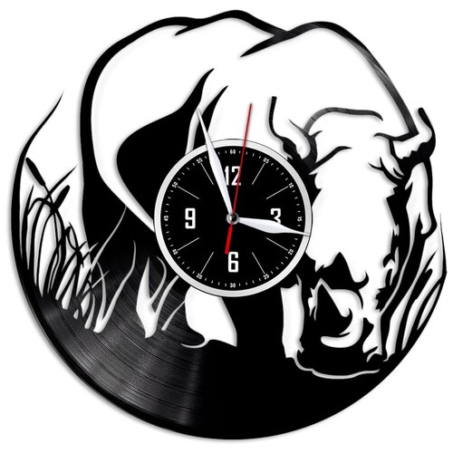 Носорог - настенные часы из виниловой пластинки