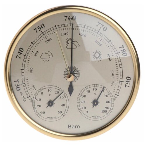 Бытовой барометр Baro THB9392 с температурой и влажностью, Цвет: Золотой