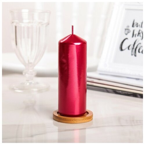 Свеча "Столбик", красный металлик, 5,5x15см./В упаковке: 1