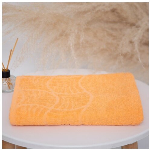 ДМ Полотенце махровое банное "Волна", размер 70х130 см, 300 г/м2, цвет оранжевый