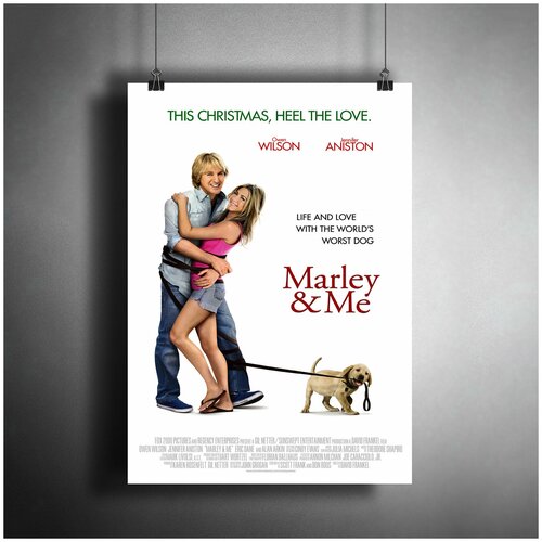 Постер плакат для интерьера "Фильм: Марли и Я. Marley & Me. Дженнифер Энистон, Оуэн Уилсон" / Декор дома, офиса, комнаты, квартиры A3 (297 x 420 мм)