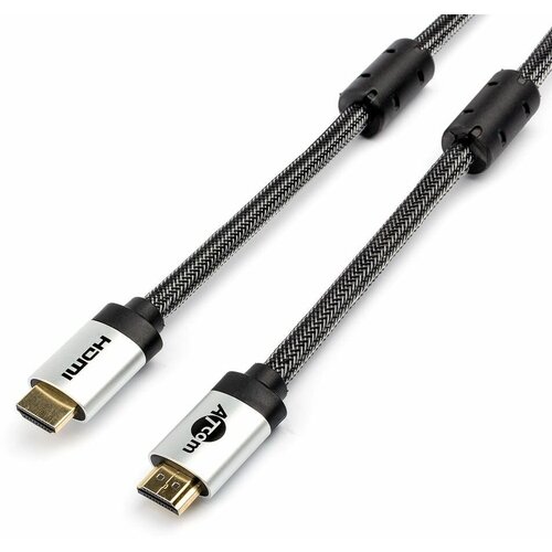 Кабель HDMI HDMI / MINI / MICRO ATCOM (AT3781) Кабель HDMI 2 M (HIGH SPEED, METAL GOLD, в чулке, в пакете)