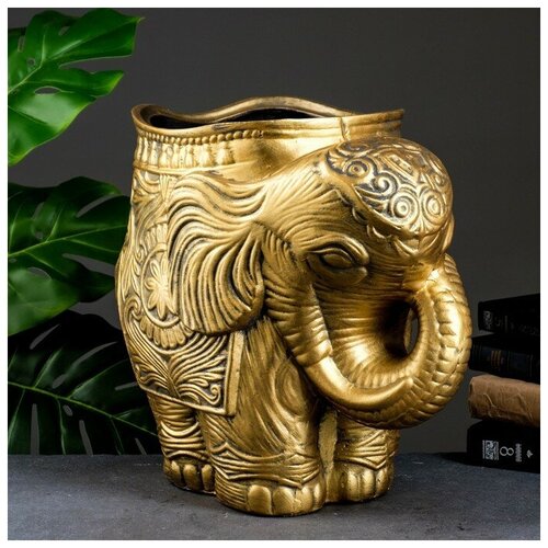 Хорошие сувениры Фигурное кашпо "Слон средний", золото 6 л/ 35х22х35см