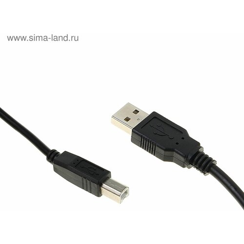 Кабель LuazON, USB A - USB B, для подключения принтера, 1.5 м, черный (1шт.)