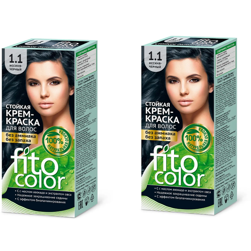 Fito Косметик Крем-краска для волос, 1.1 Иссиня-черный, 115 мл, 2 шт