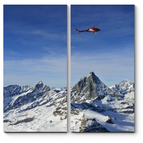 Модульная картина Вертолет над горами110x110
