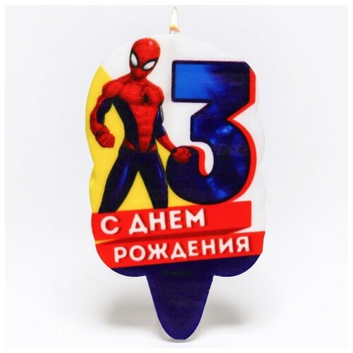 Свеча в торт 3 "С Днем Рождения", Человек-паук